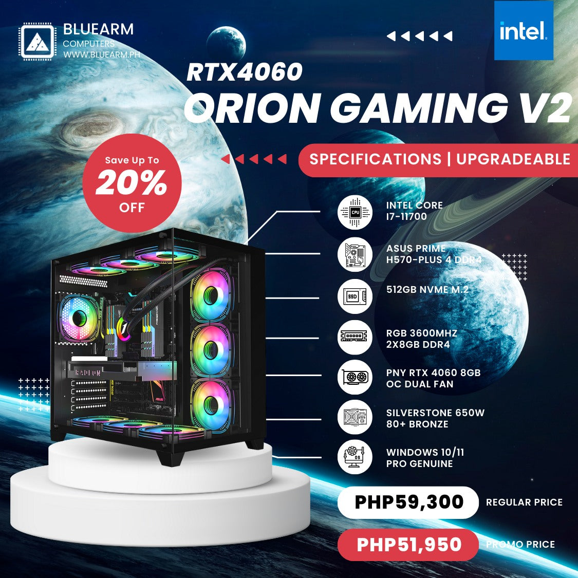 INTEL CORE I7-11700 ORION GAMING BUILD V2 – BlueArm Computer Store