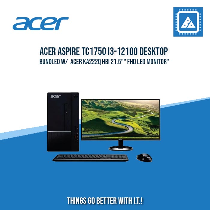 ACER ASPIRE TC1750 I3-12100 DESKTOP BUNDLED W/ ACER KA222Q HBI 21.5"" – BlueArm Computer Store