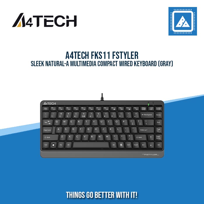 A4TECH FKS11 FSTYLER SLEEK NATURAL-A MULTIMEDIA COMPACT WIRED KEYBOARD ...