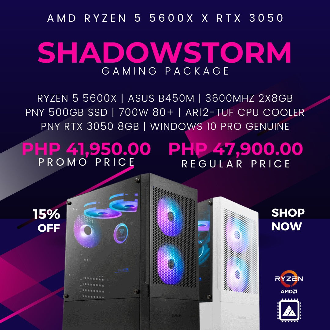 RYZEN 5 5600X SHADOWSTORM GAMING BUILD x RTX3050 x GAMDIAS – BlueArm Computer Store