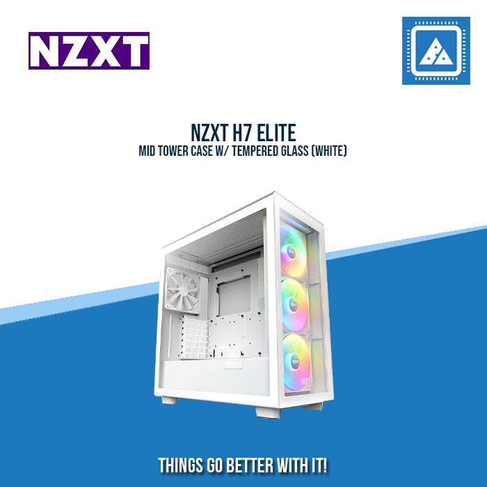 NZXT H7 ELITE MID TOWER CASE W/ TEMPERED GLASS (WHITE) – BlueArm Computer Store