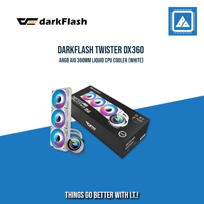 DARKFLASH TWISTER DX360 ARGB AIO 360MM LIQUID CPU COOLER (WHITE ...