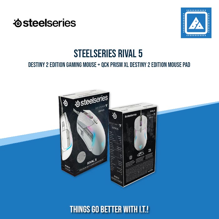 STEELSERIES RIVAL 5 DESTINY 2 EDITION GAMING MOUSE + QCK PRISM XL DEST ...