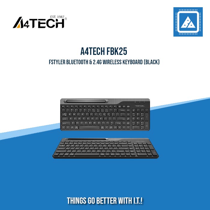 A4TECH FBK25 FSTYLER BLUETOOTH & 2.4G WIRELESS KEYBOARD (BLACK) – BlueArm Computer Store