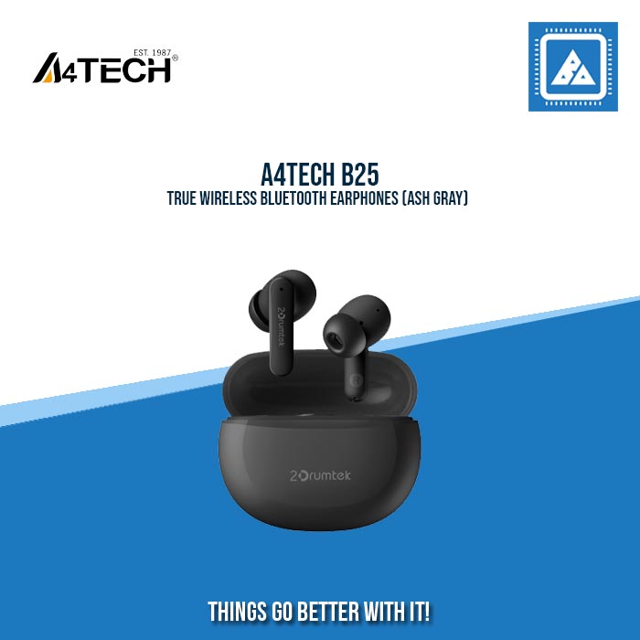 A4TECH B25 TRUE WIRELESS BLUETOOTH EARPHONES (ASH GRAY) – BlueArm ...