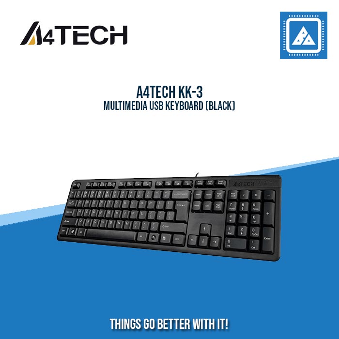 A4TECH KK-3 MULTIMEDIA USB KEYBOARD (BLACK) – BlueArm Computer Store