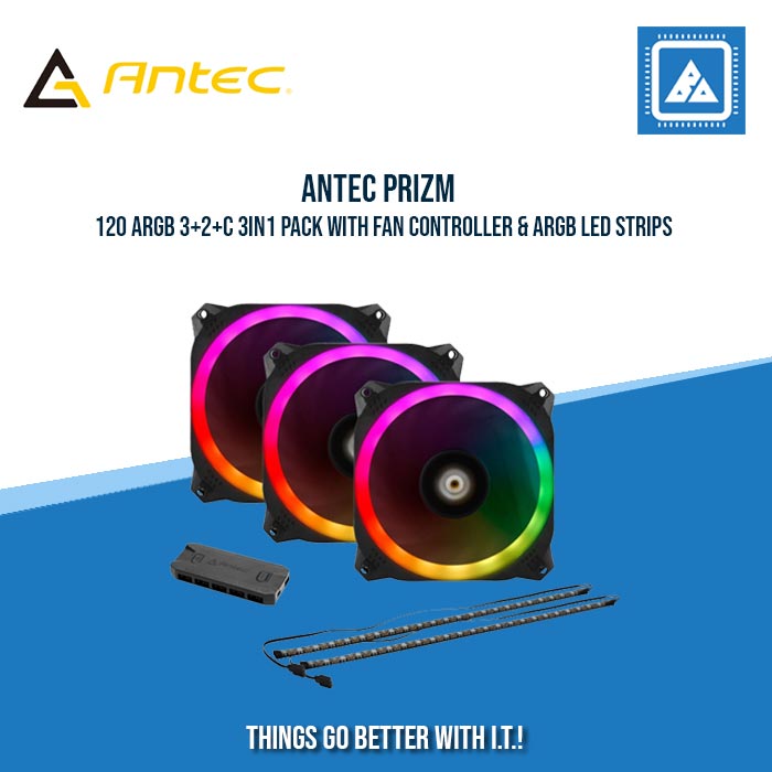 ANTEC PRIZM 120 ARGB 3+2+C 3IN1 PACK WITH FAN CONTROLLER & ARGB LED ST ...