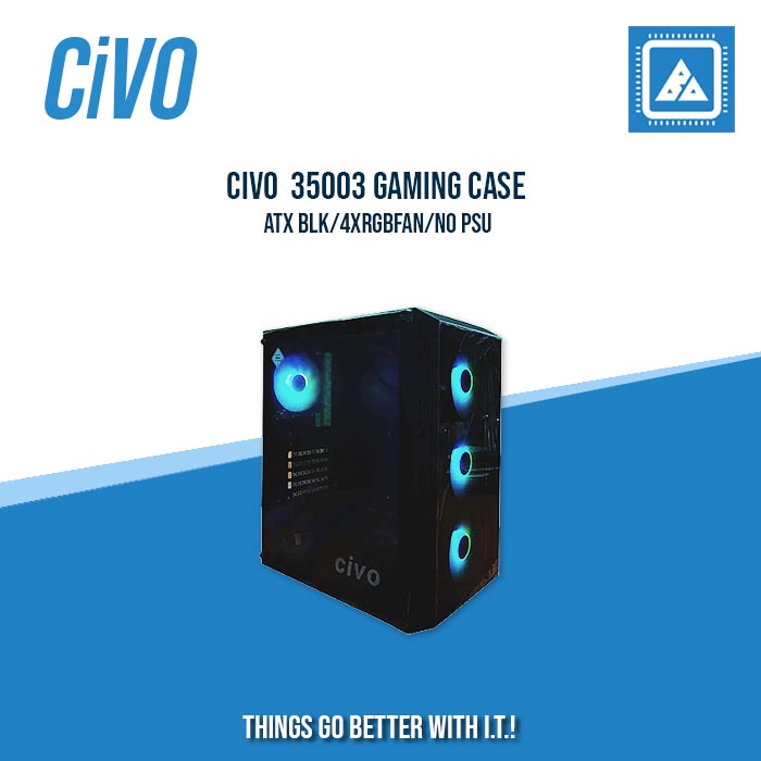 CIVO 35003 GAMING CASE | ATX BLK/4XRGBFAN/NO PSU – BlueArm Computer Store