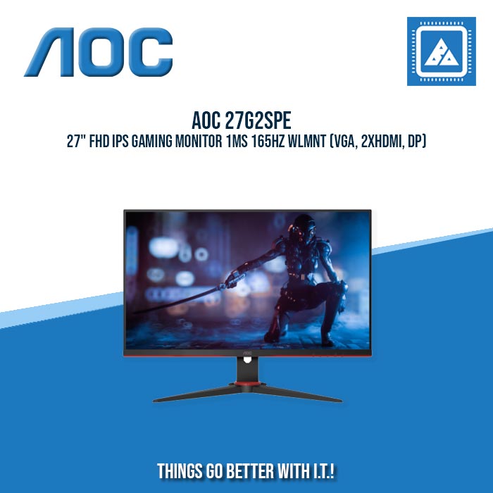AOC 27G2SPE 27" FHD IPS GAMING MONITOR 1MS 165HZ WLMNT (VGA, 2XHDMI, D ...