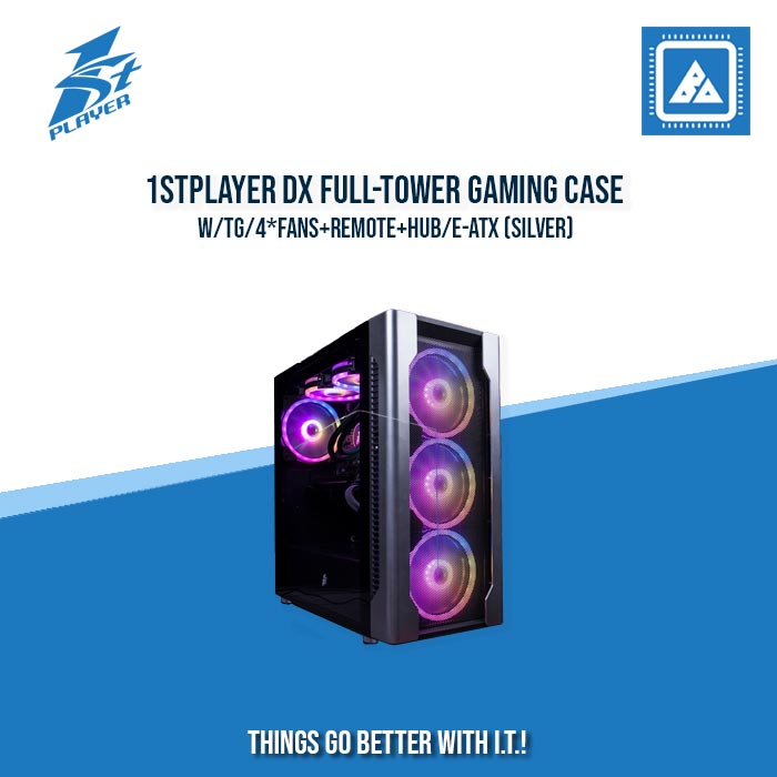 1STPLAYER DX FULL-TOWER GAMING CASE W/TG/4*FANS+REMOTE+HUB/E-ATX (SILV ...