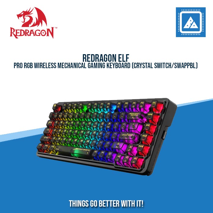 REDRAGON ELF PRO RGB WIRELESS MECHANICAL GAMING KEYBOARD (CRYSTAL SWIT ...
