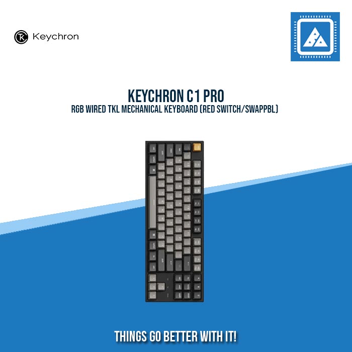 KEYCHRON C1 PRO RGB WIRED TKL MECHANICAL KEYBOARD (RED SWITCH/SWAPPBL ...
