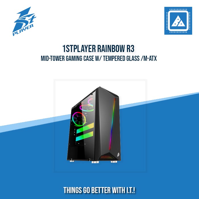 1STPLAYER RAINBOW R3 MID-TOWER GAMING CASE W/ TEMPERED GLASS /M-ATX (B ...