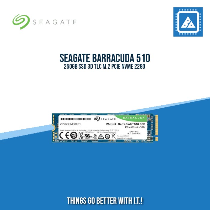 SEAGATE 250GB BARRACUDA 510 SSD 3D TLC M.2 PCIE NVME 2280 – BlueArm ...