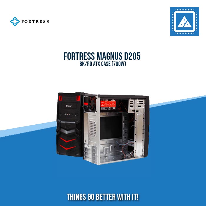 FORTRESS MAGNUS D205 BK/RD ATX CASE (700W) – BlueArm Computer Store