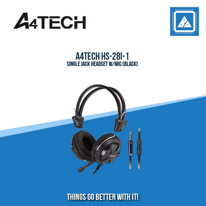 A4TECH HS-28I-1 SINGLE JACK HEADSET W/MIC (BLACK) – BlueArm Computer Store