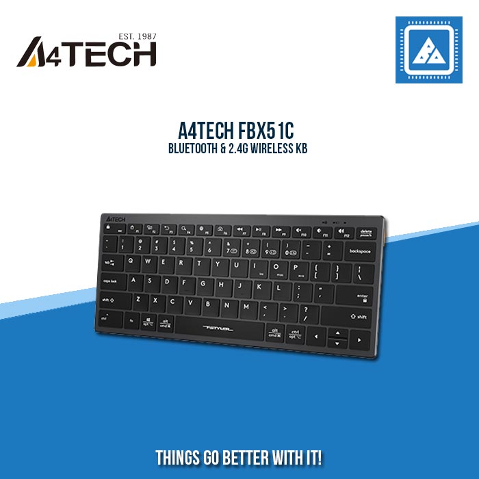 A4TECH FBX51C FSTYLER BLUETOOTH & 2.4G WIRELESS COMPACT KEYBOARD (GRAY ...