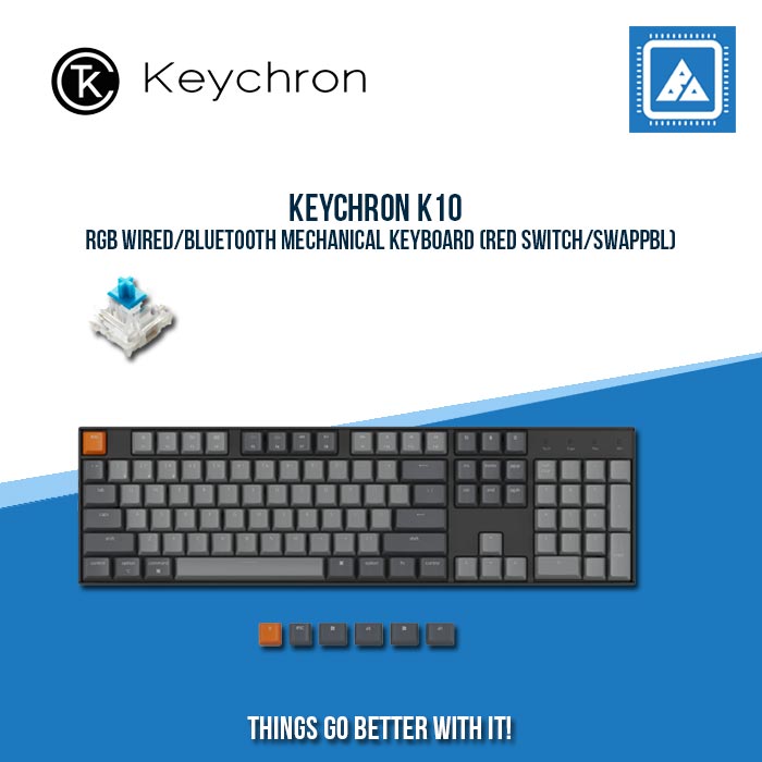 KEYCHRON K10 RGB WIRED/BLUETOOTH MECHANICAL KEYBOARD (RED SWITCH/SWAPP ...