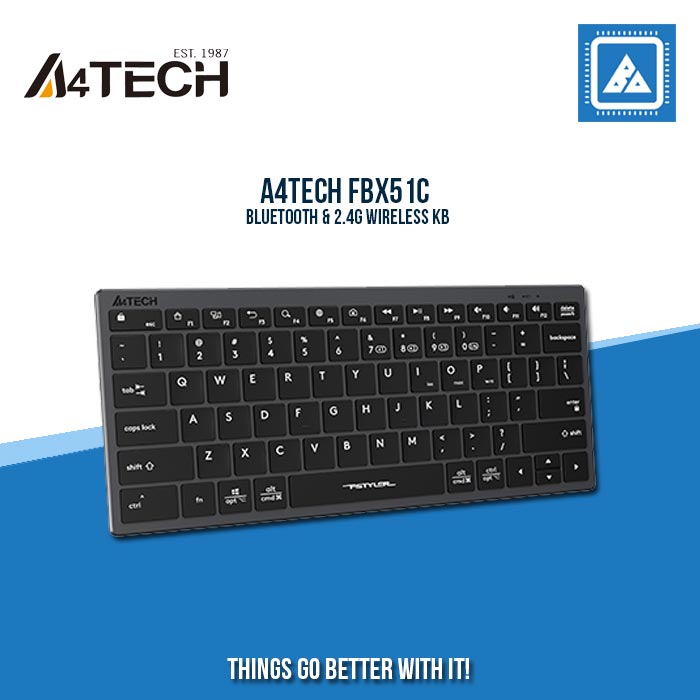 A4TECH FBX51C FSTYLER BLUETOOTH & 2.4G WIRELESS COMPACT KEYBOARD (GRAY – BlueArm Computer Store