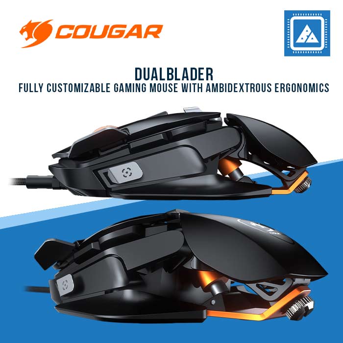 DUALBLADER FULLY CUSTUMIZABLE GAMING MOUSE WITH AMBIDEXTROUS ERGONOMIC ...