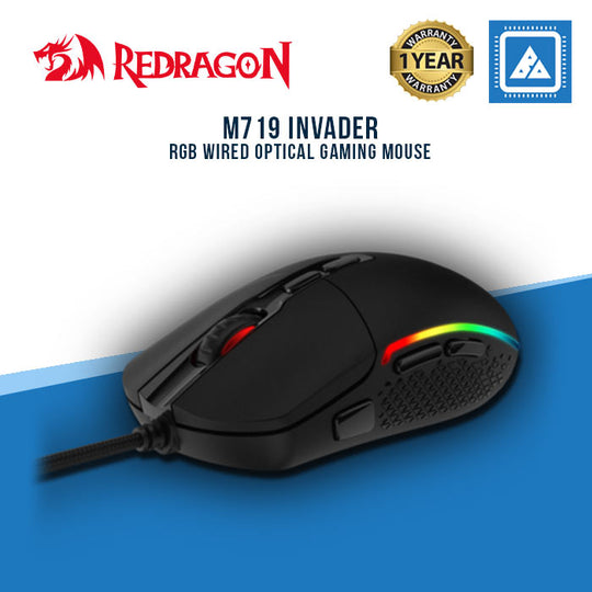 Redragon M719 INVADER Wired Optical Gaming Mouse, 7 Programmable Butto – BlueArm Computer Store